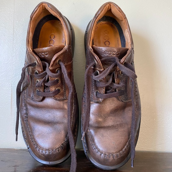 Ecco | Shoes | Ecco Mens Oxford Style Shoes Lace Up Brown Leather ...